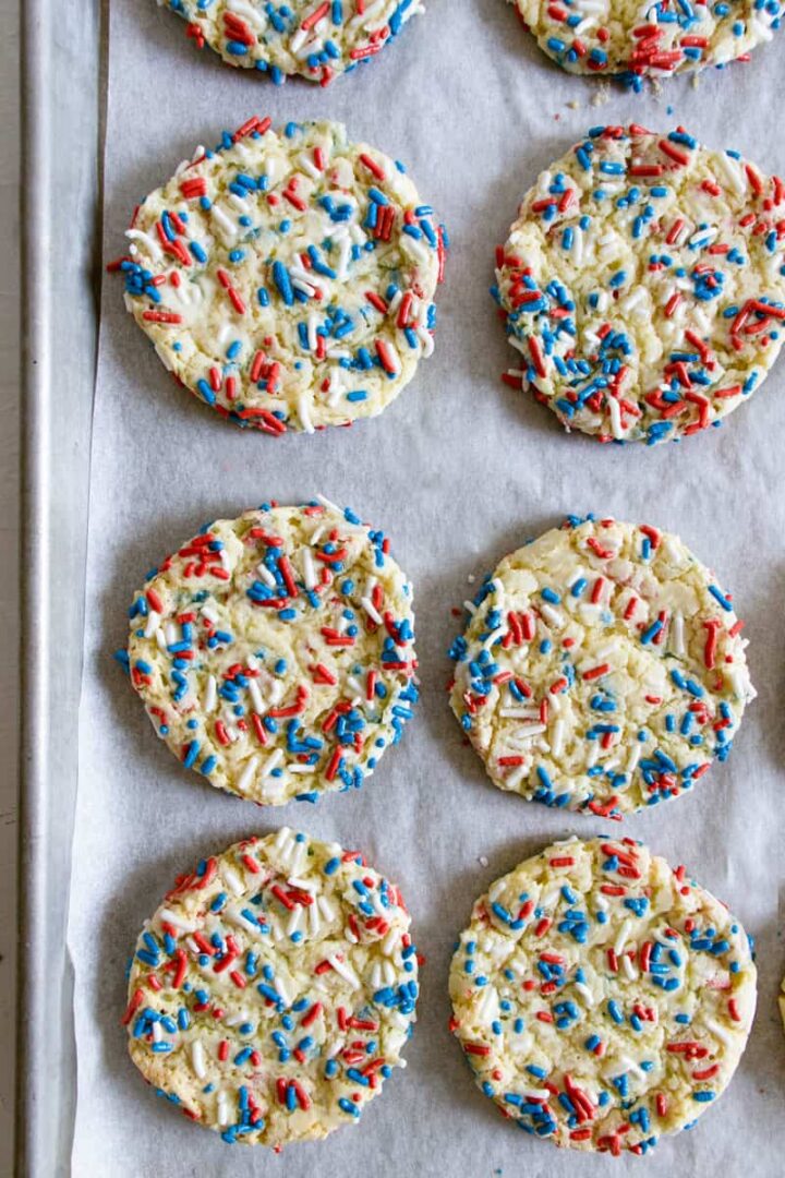 Red, White, and Blue Cake Mix Cookies - Fueling a Southern Soul