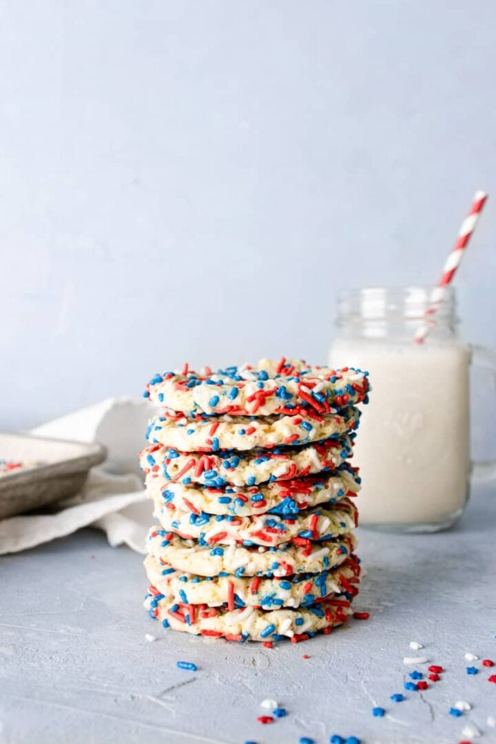 Red, White, and Blue Cake Mix Cookies - Fueling a Southern Soul