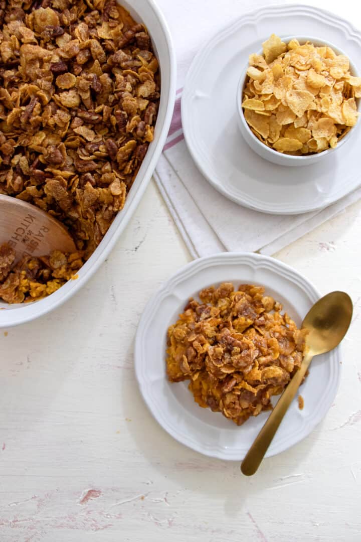 Sweet Potato Casserole with Crunchy Cornflake Topping - Fueling a ...