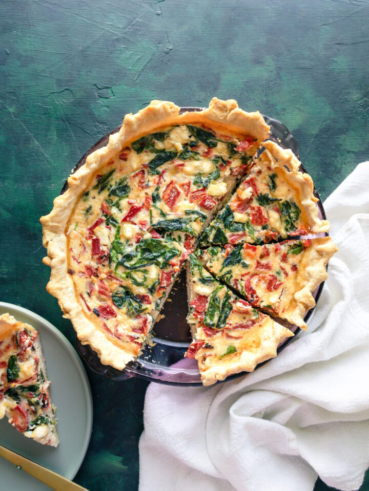 Savory Roasted Red Pepper and Spinach Egg White Quiche - Fueling a ...